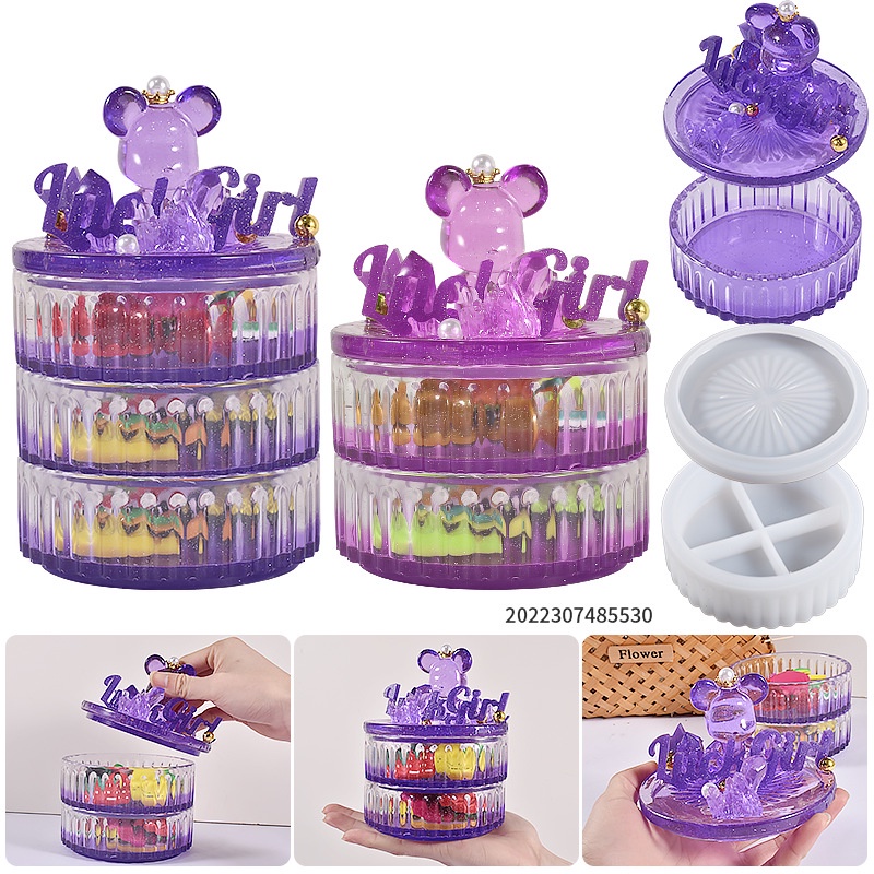 DIY Glue Drop Mold Gypsum Jenga Circular Stripe Storage Box Resin Mold ...