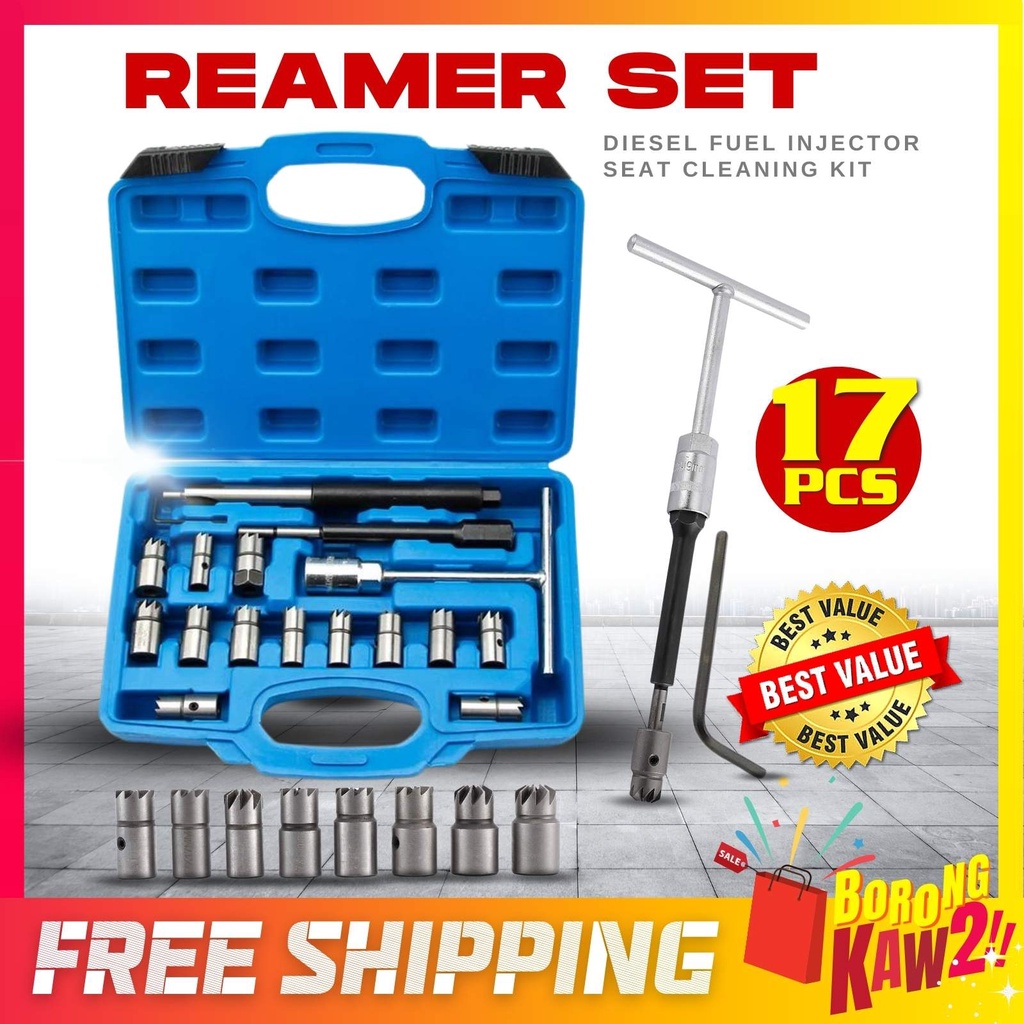 17pcs Diesel Injector Seat Cutter Set Cleaner Carbon Remover Car Garage ...