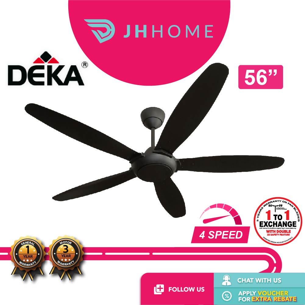 Deka Ac Motor 4 Speeds Ceiling Fan with Remote Control and Toggling ...