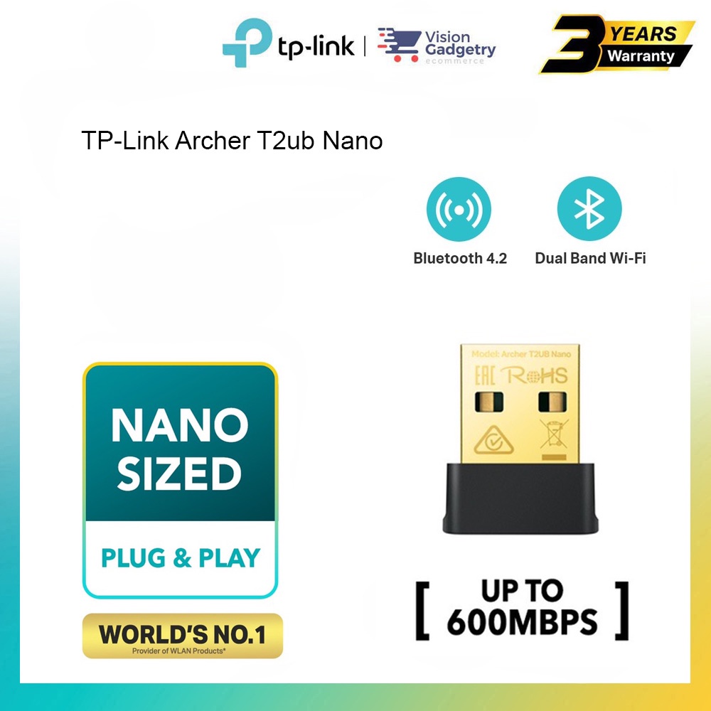 TP-Link Archer T2UB Nano AC600 Dual Band 2in1 WiFi Bluetooth 4.2 USB ...