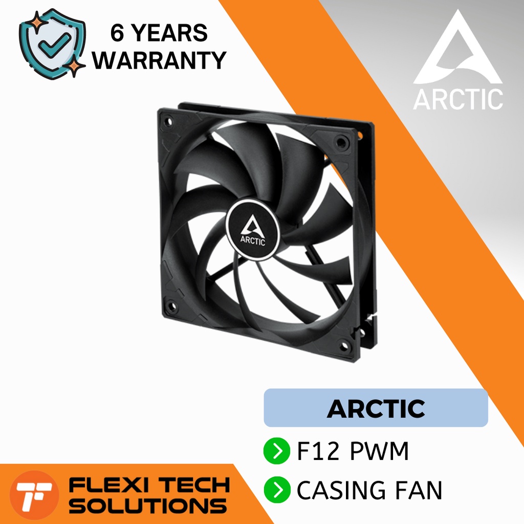 Flexi Tech ARCTIC F12 PWM 120mm Case Fan - Black 1350 RPM Single ...