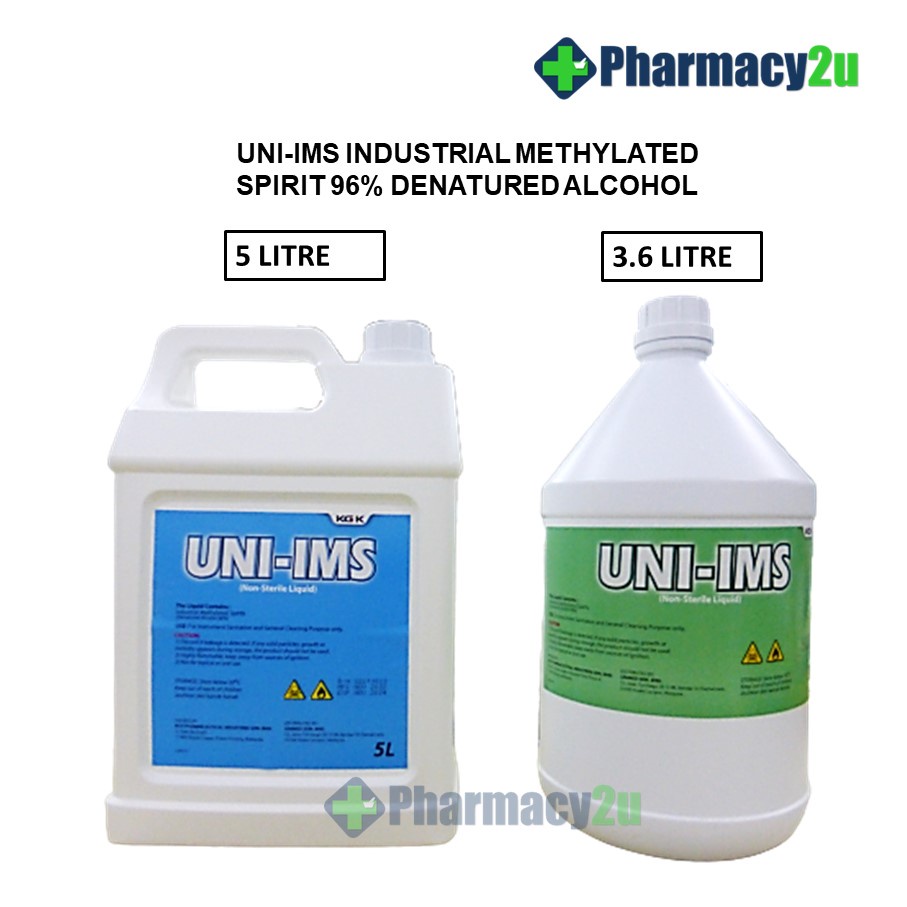 UNI-IMS INDUSTRIAL METHYLATED SPIRIT 96% DENATURED ALCOHOL 3.6 LITRE ...