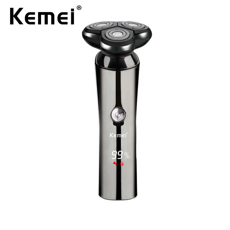 Kemei 3 Blades Electric Shaver Men Rechargeable Rotary Floating Razor ...