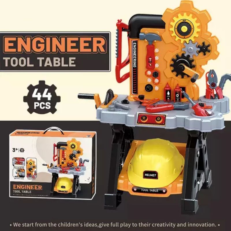 Construction Assembly Pretend Play Set Kids Workshop Tool Table Toys ...