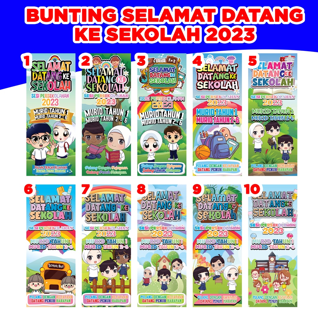 Bunting 2x5kaki selamat datang ke sekolah sesi persekolahan 2023 ...