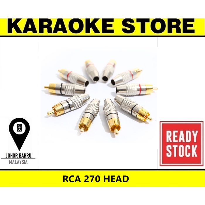 RCA 270 Head / RCA Plug Audio Video Locking Cable Male Connector Gold Plated (1pcs) | Shopee ...