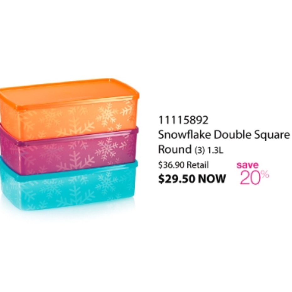 TUPPERWARE Snowflake Double Square Round 1.3L (RANDOM COLOUR SHIP OUT ...