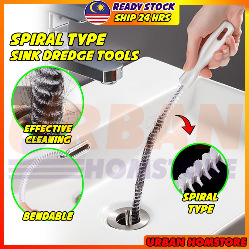 45CM Drain snake clog remover Sinki sumbat Spiral type dredge Paip ...