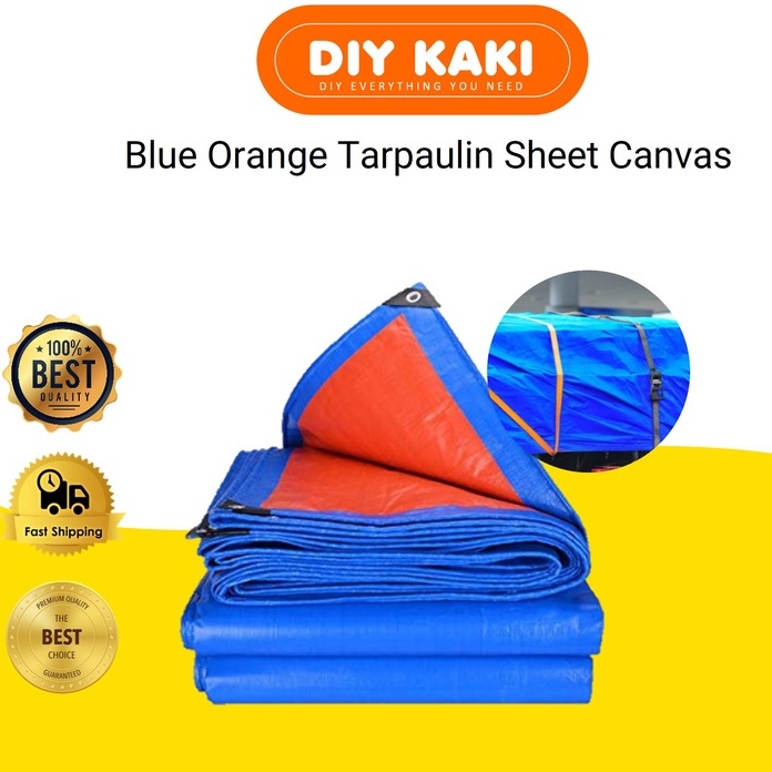 6FT - 15FT Biru Oren Kanvas Tarpaulin / Kanvas Biru Oren Kanopi Khemah ...