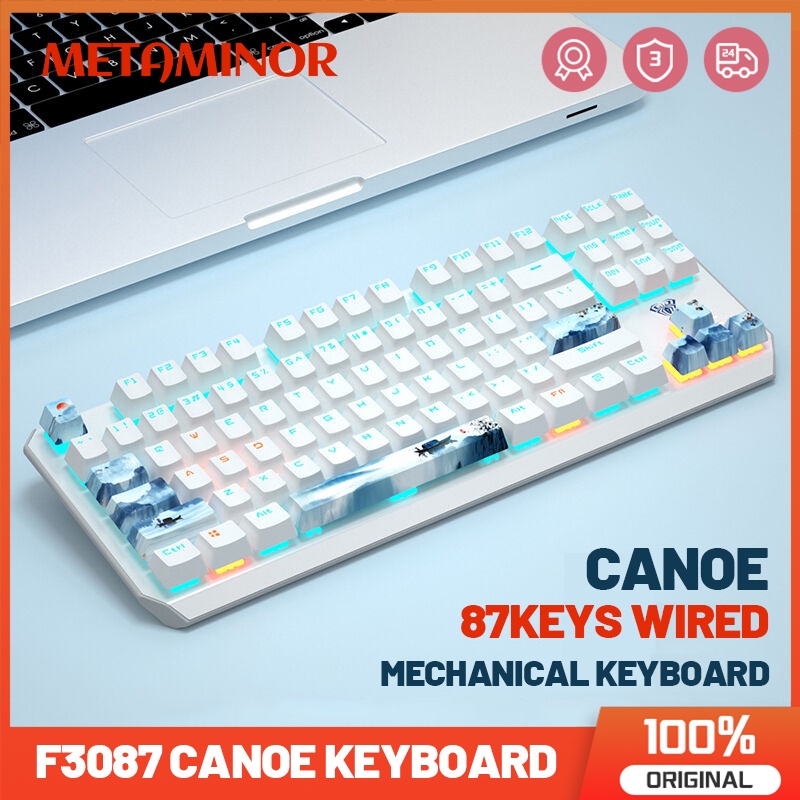 AULA F3087 CANOE Wired Mechanical Keyboard Backlight with Metal Panel ...