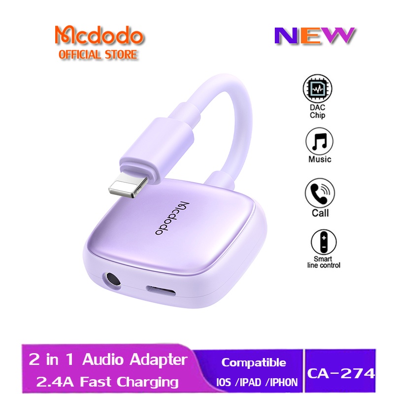Mcdodo Lightning Audio Adapter Supports Call Game Microphone DC3.5mm ...