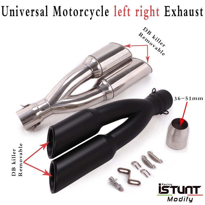 Universal Motorcycle Double Hole Exhaust Pipe Pot Echappement Moto ...