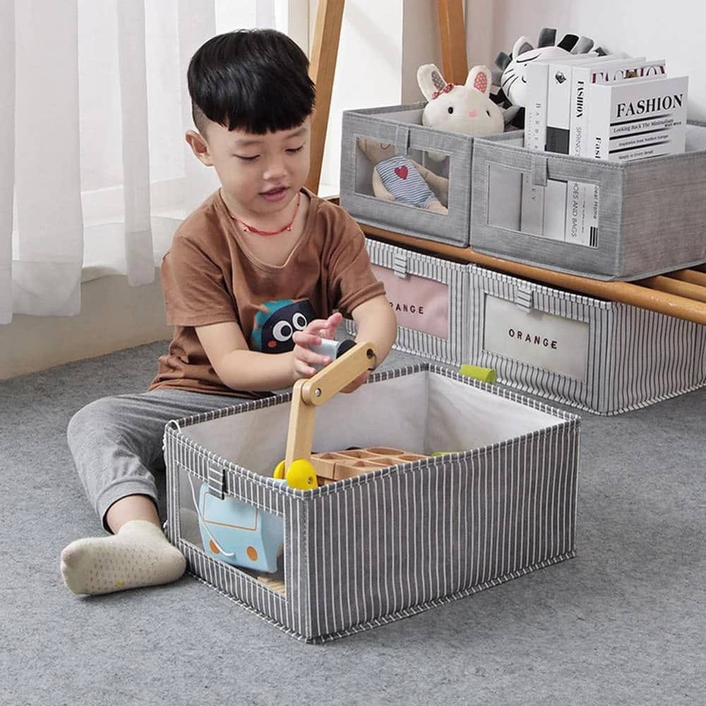 Wardrobe Cotton Linen Cloth Storage Box Organizer Foldable Finishing ...