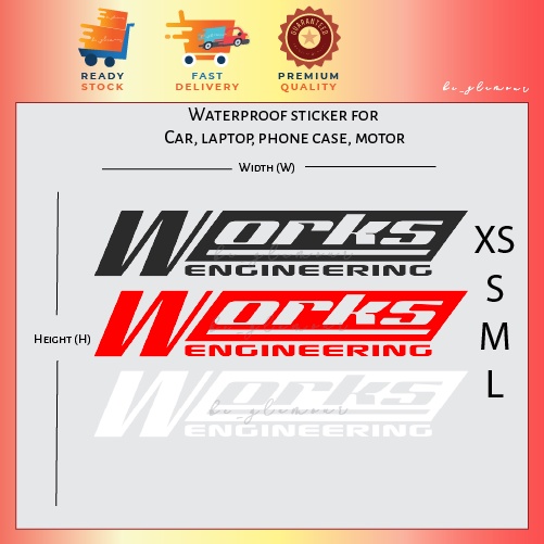 WORKS Engineering Sticker Reflective jdm rim stiker pantulan cahaya ...
