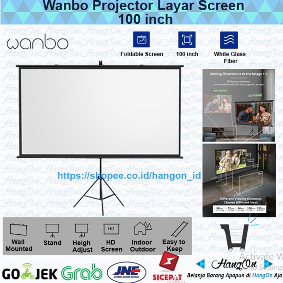 PUTIH LAYAR Wanbo 100inch Projector Screen Wall Mount Projector 100 ...