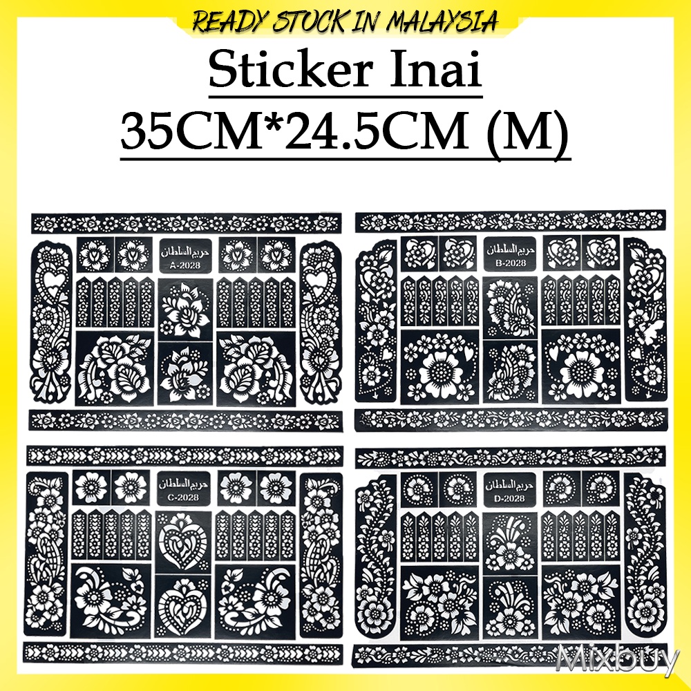 Sticker inai corak menarik pengantin stiker inai tangan sticker inai ...