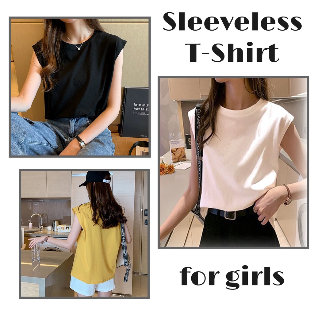 Girl Casual Sleeveless T Shirt Fashion Korean Top No Sleeve Shirt ...