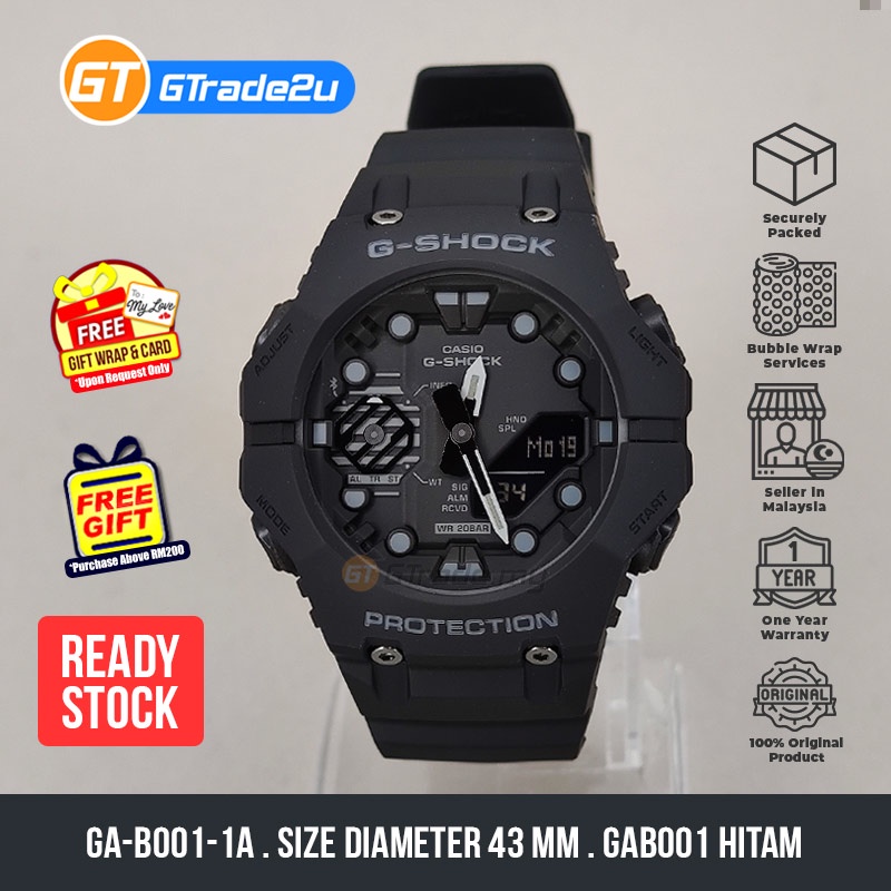 Original G Shock GA-B001-1A GAB001-1A Digital GAB001 Hitam Watch Hitam Resin Band [READY STOCK ...