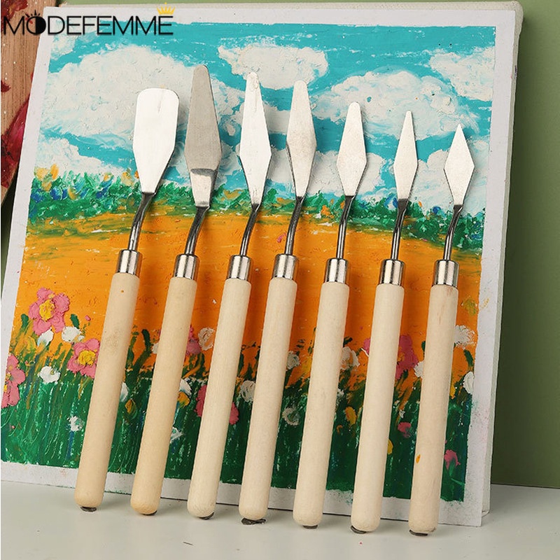 7Pcs/Set Stainless Steel Oil Painting Palette Shovel, Palette Oil Mix ...