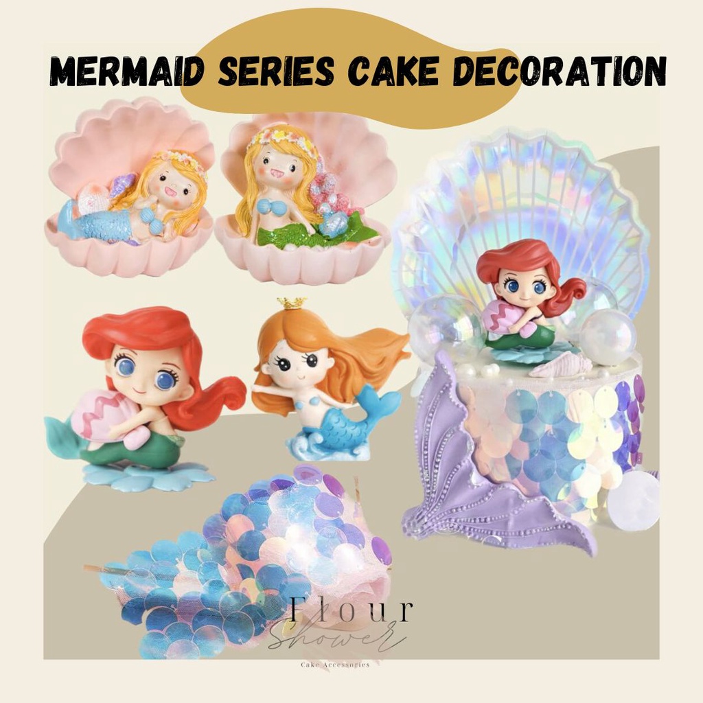 Seashell Mermaid Cake Topper Decoration | Mermaid Figurines Birthday ...