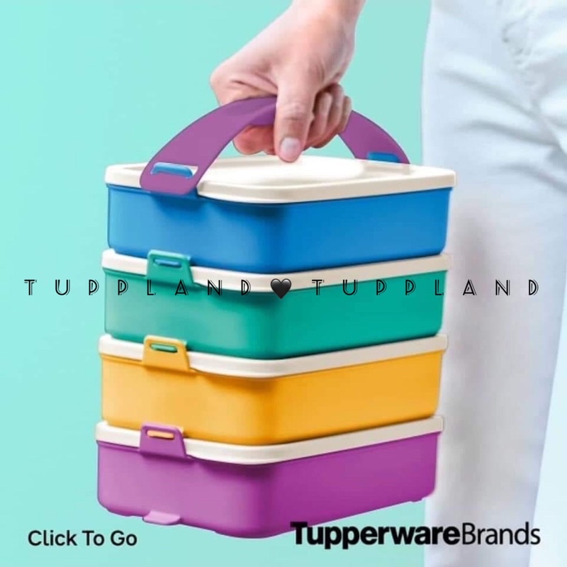 Tupperware Click To Go 900ml with Handle -4 Layers Non Divided | Shopee ...