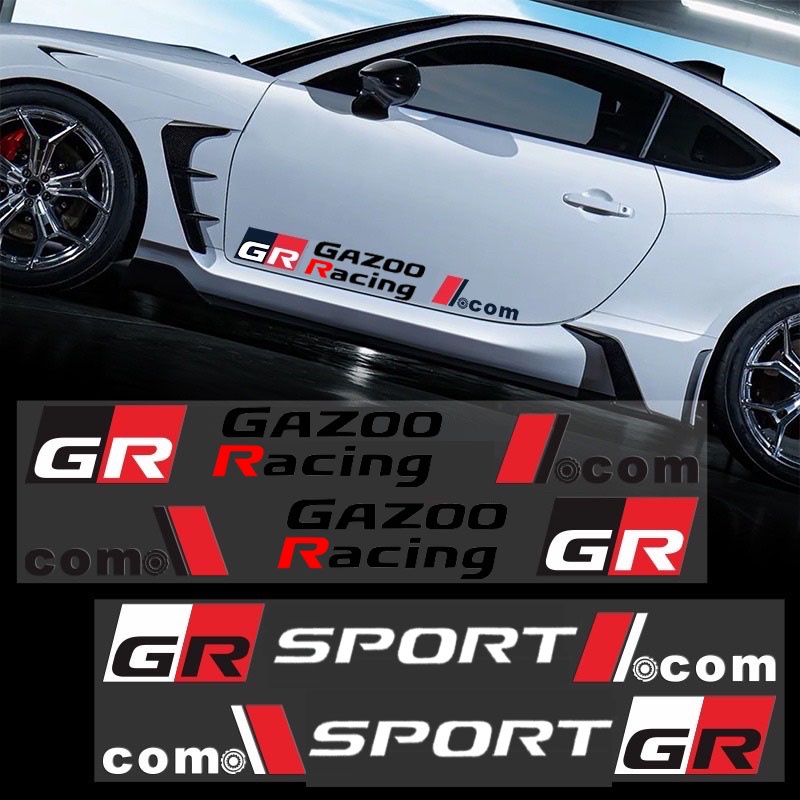 2pcs Car Door Body Sticker GR GAZOO RACING Side Door Vinyl Decal ...