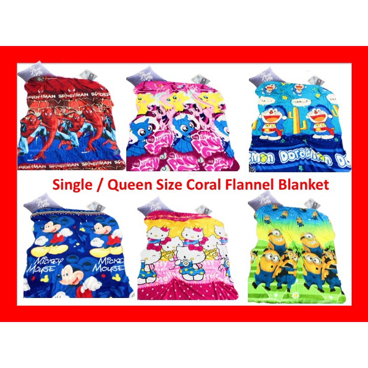 [ ]Cartoon 180Cm X 200Cm QUEEN Size Blanket/Selimut Flanel Coral Fleece ...
