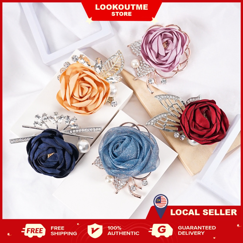 Kerongsang Bahu Pin Tudung Jarum Peniti Bunga Rose Brooch Shoulder ...