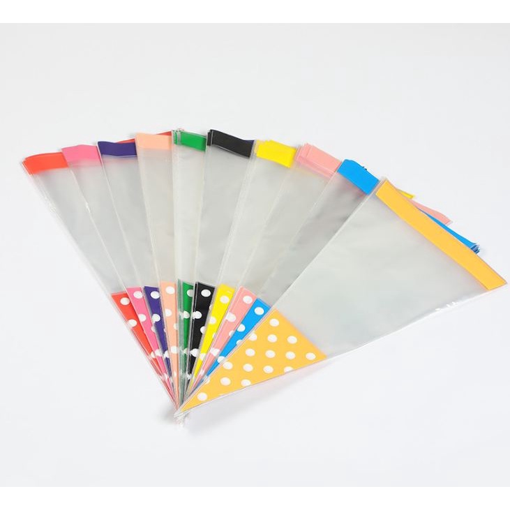 100pcs candy packaging opp bag wavelet point printing plastic triangle ...