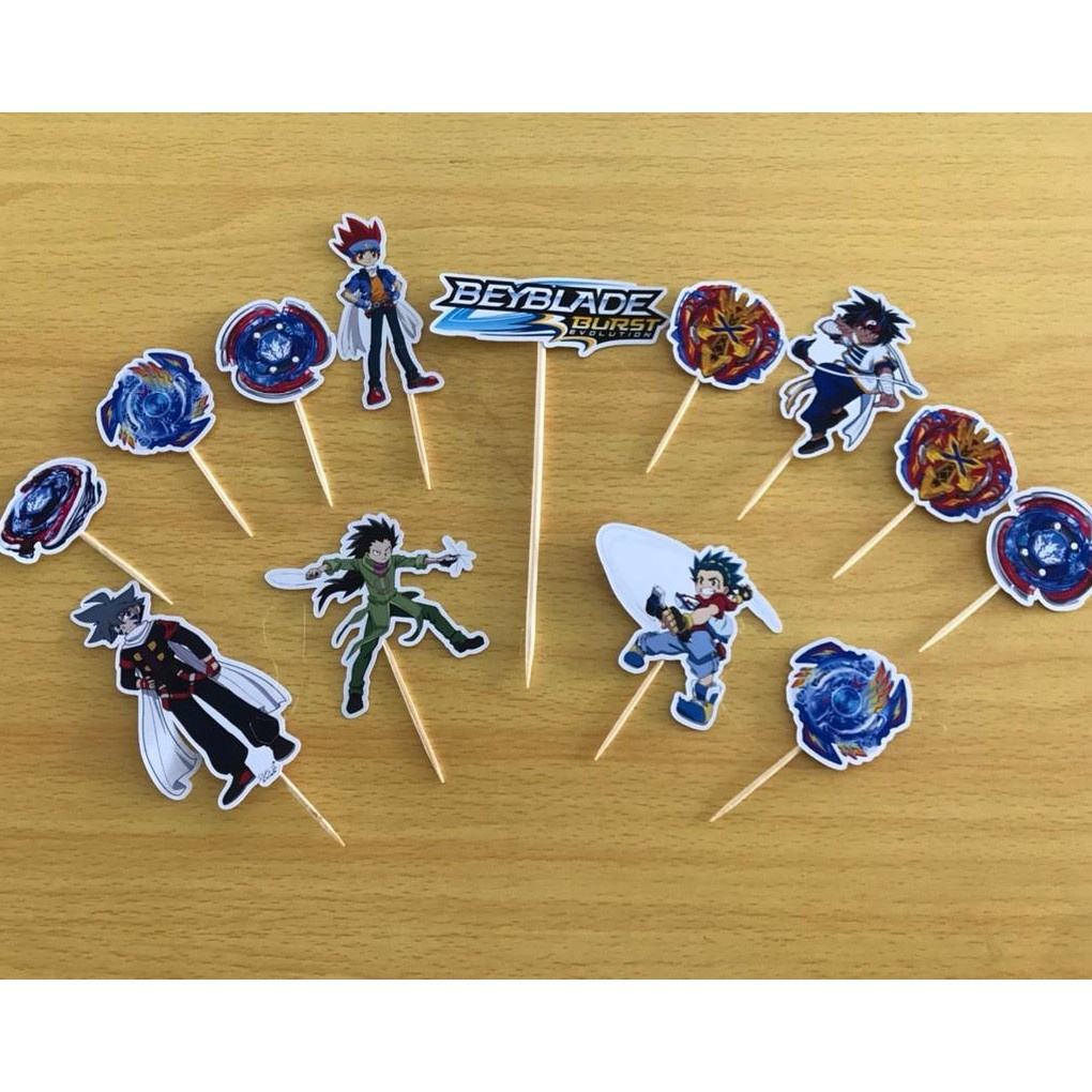 Happy Birthday Cake Topper Cupcake Beyblade Decoration Set Party ...
