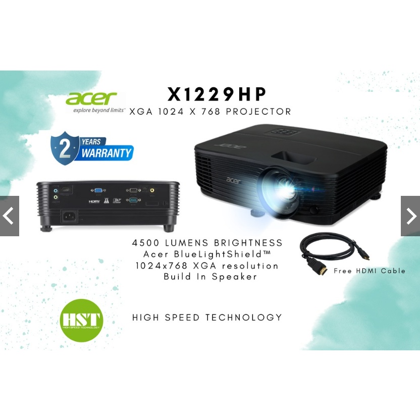 Acer PROJECTOR X1229HP 1024x768 XGA resolution | Shopee Malaysia