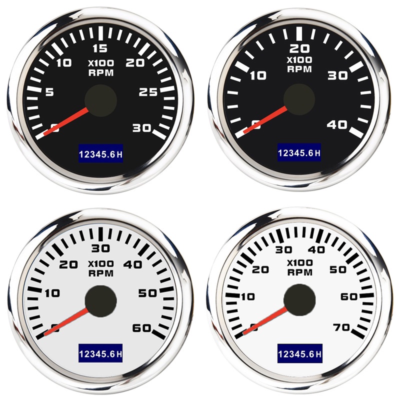 52MM Car RPM Tachometer 3000-8000 RPM Tacho Meter With LCD Hour Fit For ...