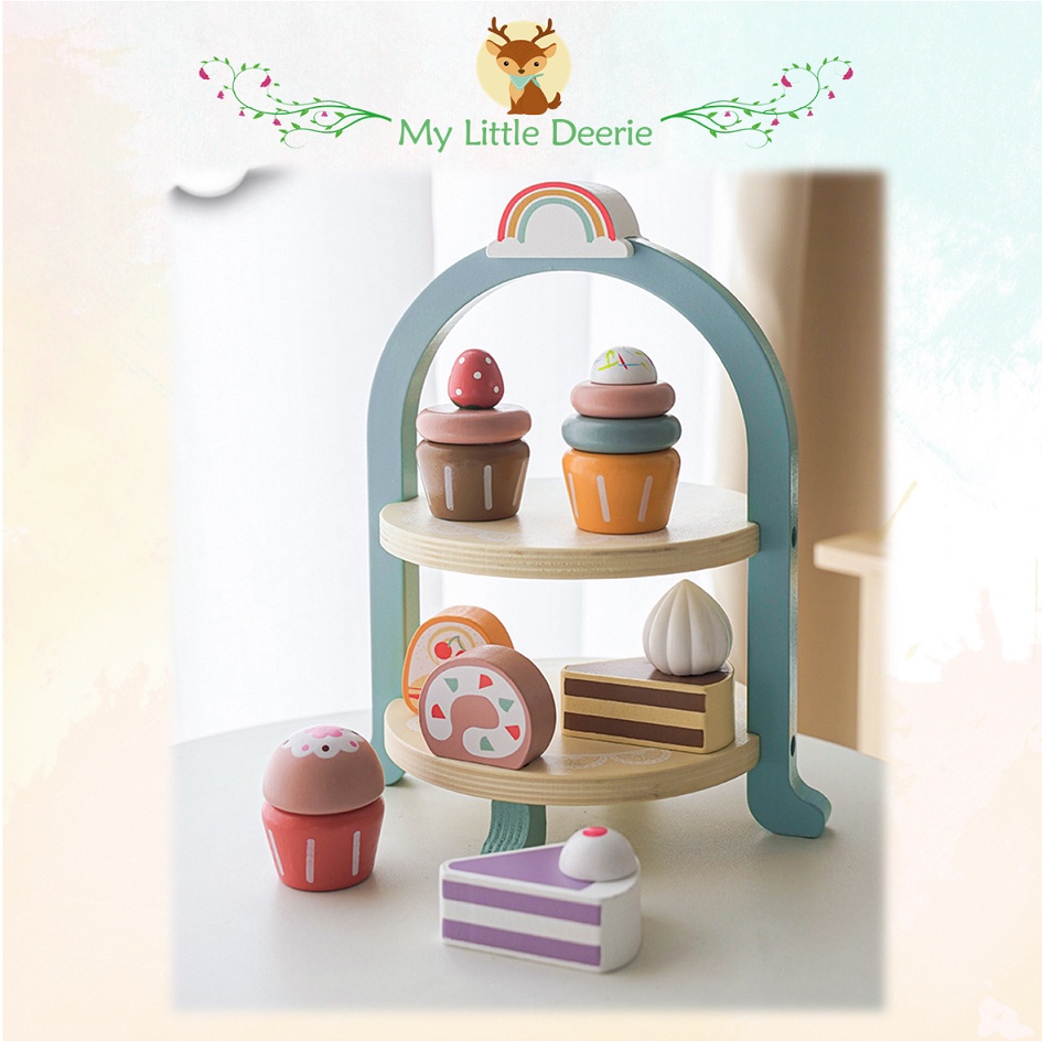 Wooden Dessert Stand Cake Pop Shop Pretend Play Role Play Children Kids ...