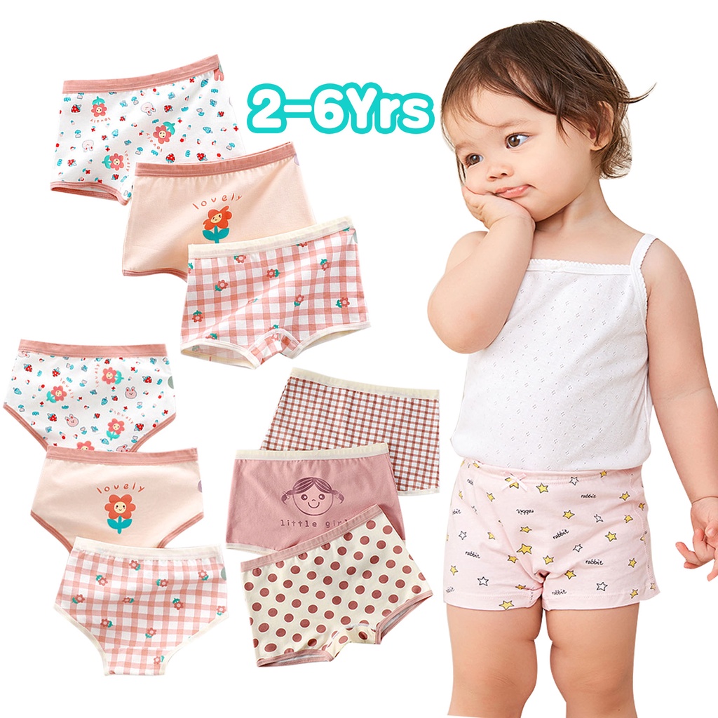 2-6 Yrs Baby girl underwear cotton soft kids panties cartoon kids panties Seluar Dalam Gadi ...