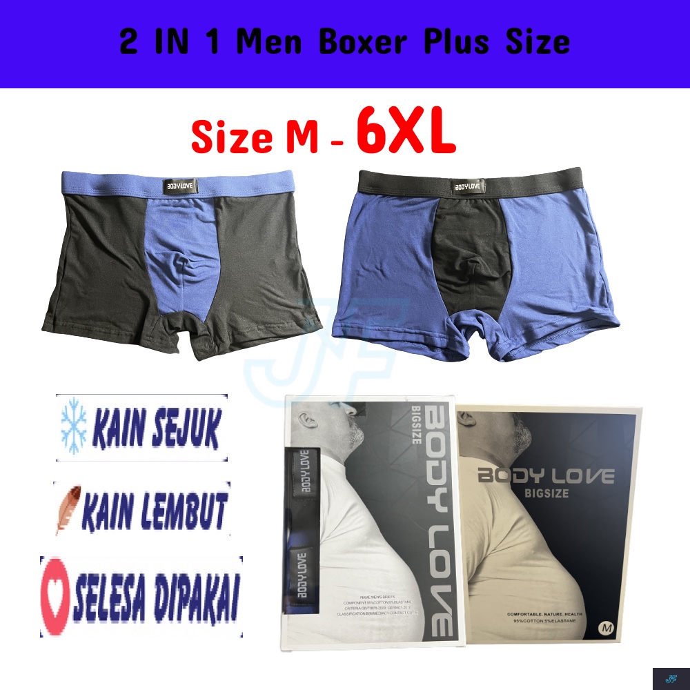 Big Size Boxer Men M-6XL (2Pcs/Box) Seluar dalam lelaki / Body Love Big ...