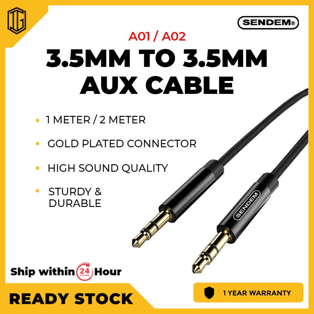 SENDEM A01 A02 3.5mm To 3.5mm Aux Cable Gold Plated Connectors High ...