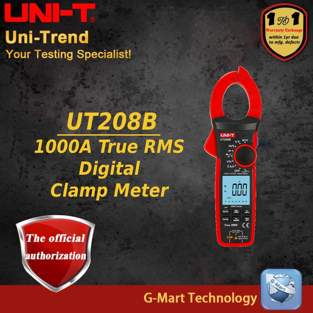 UNI-T UT208B UT205E UT207B 1000A True RMS Digital Clamp Meter | Shopee ...