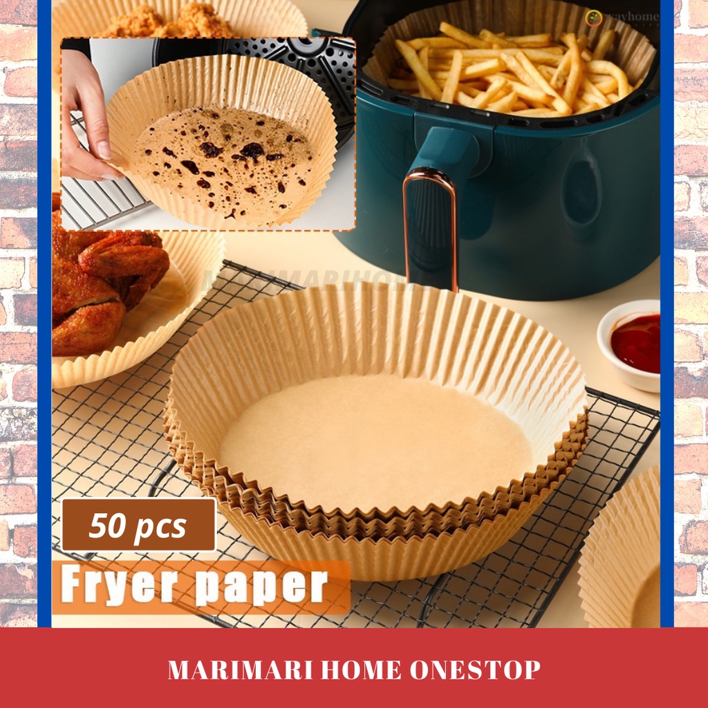 50pcs 20cm Air Fryer Paper Disposable Baking Papers Non-Stick Round ...
