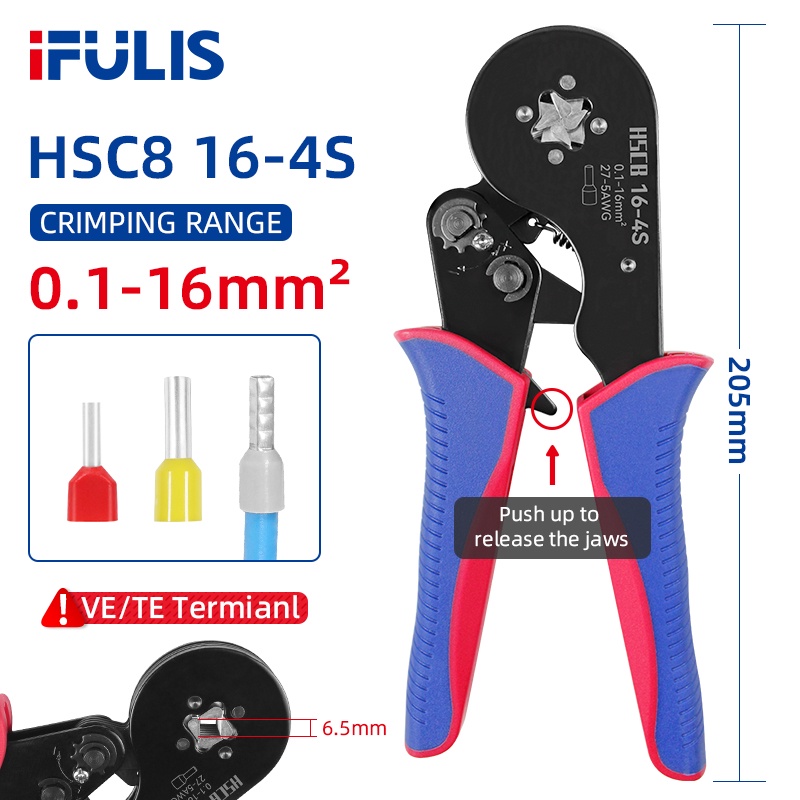 Tubular Terminal Crimping Pliers HSC8 16-4S/16-6S 16mm² HSC8 6-4 10mm² ...
