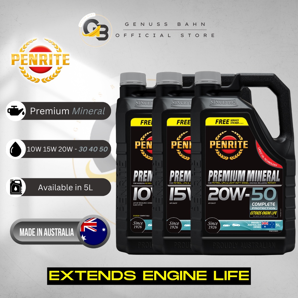 PENRITE Premium Everyday Driving Engine Oil 5w30 / 10w30 /15w40 / 20w50 (Mineral) 5L | Shopee ...