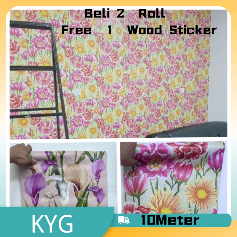 Woodsticker 1000cm PVC Waterproof Kertas Dinding Bilik Ruang tamu KYG ...