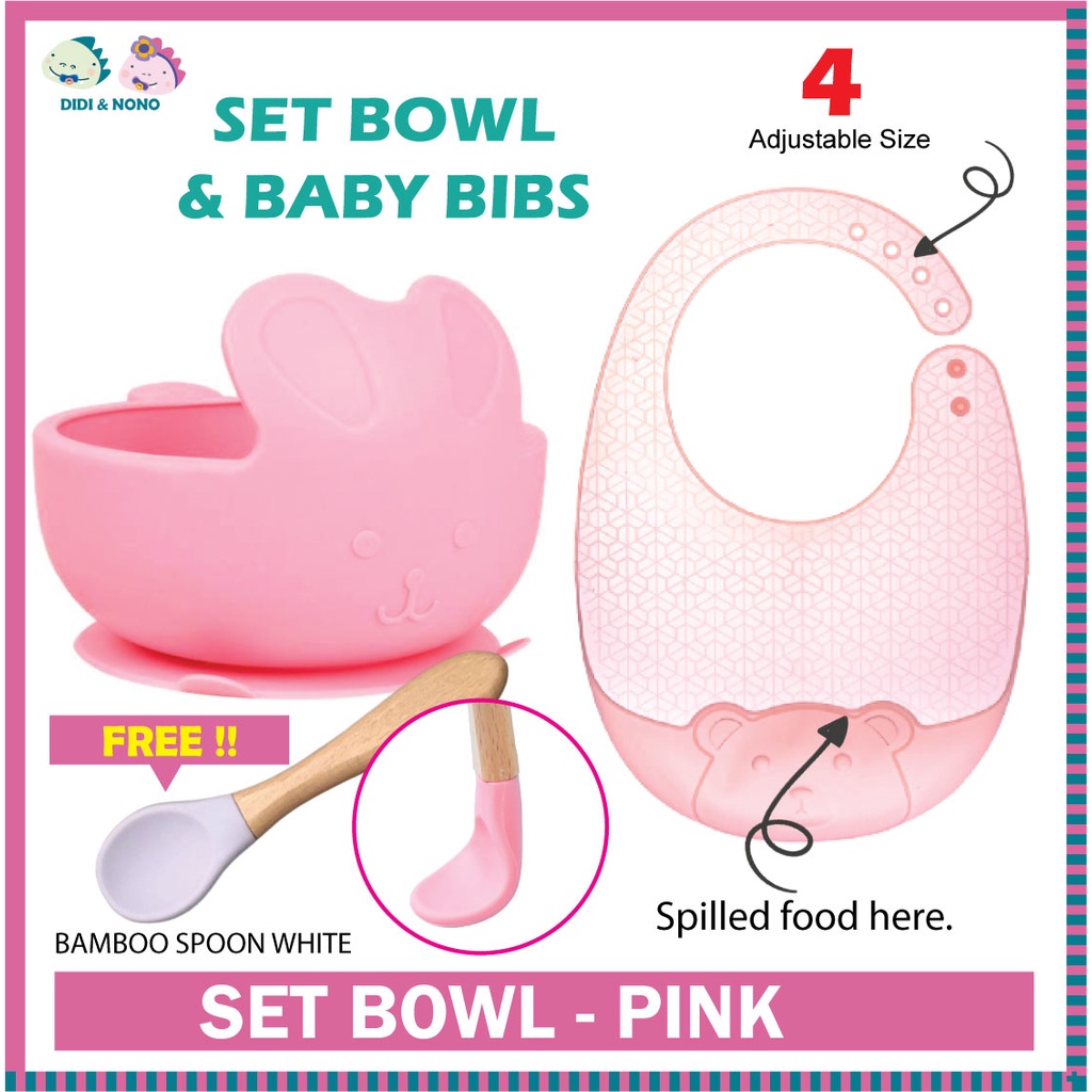 Baby Suction Silicone Bowl & Spoon Learning Self Weaning Mangkuk Sudu ...
