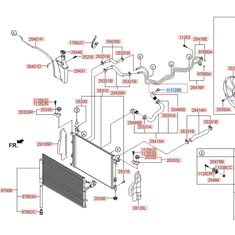 For Hyundai KIA original Clamp bracket Water tank lower pipe fixing ...
