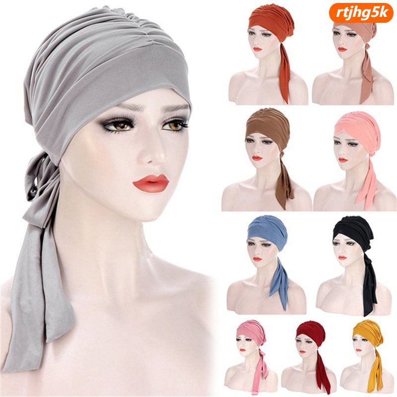 Women Turban Chemo Hair Loss Hat Pre-Tied Headwear Cancer Head Scarf ...