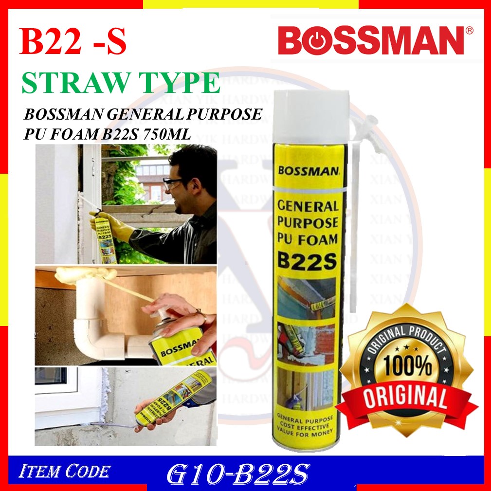 (1tin, 5tin) ORIGINAL BOSSMAN PU FOAM B22S 759ML GENERAL PURPOSE PU ...