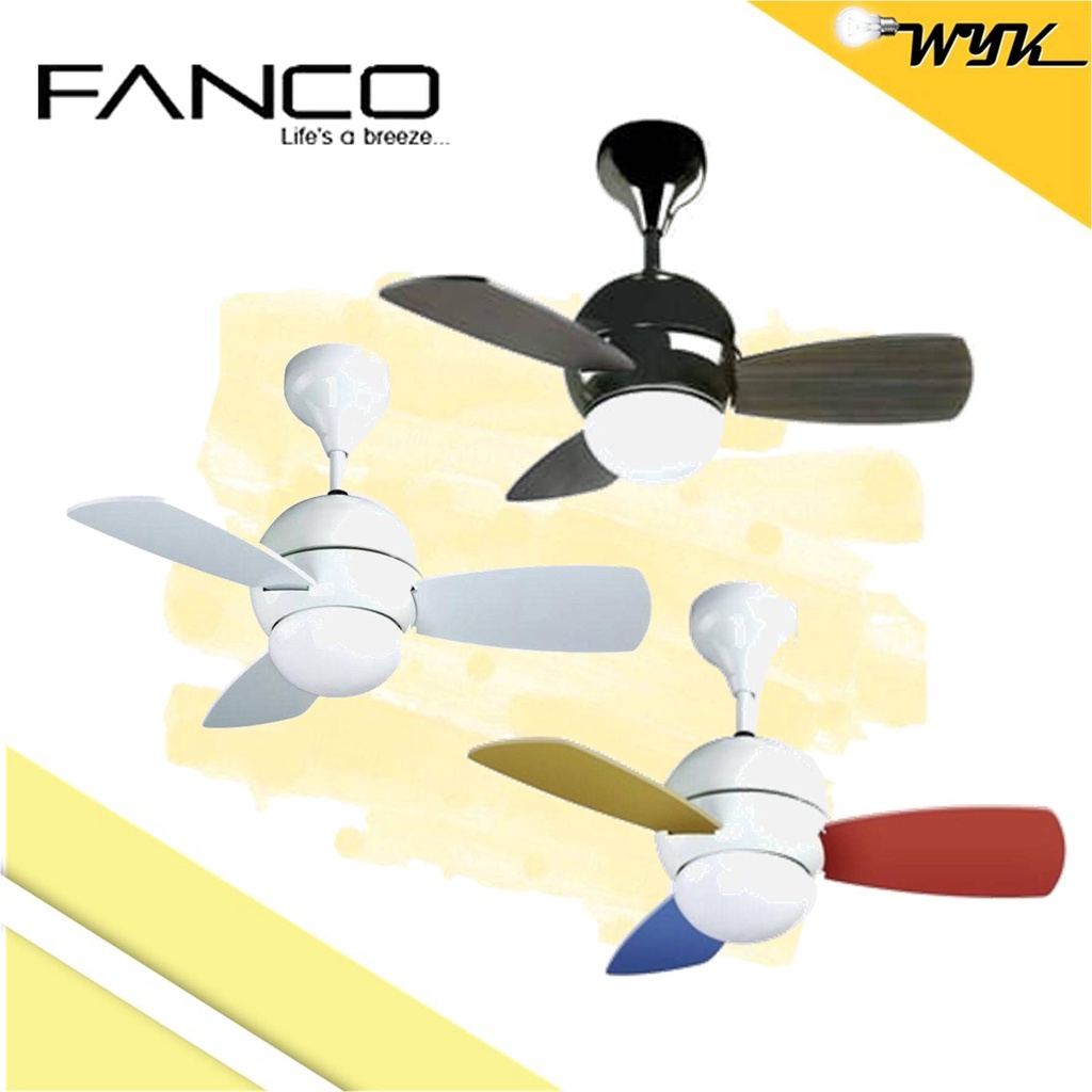 FANCO 30" Mini Remote Ceiling Fan with Lamp M1 (Colour/White/Black ...