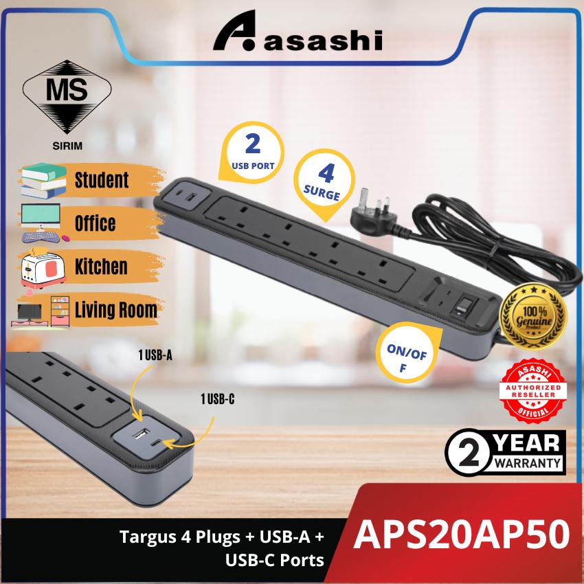 Targus TG-APS20AP SmartSurge Plus with USB-A and USB-C Ports (Black ...