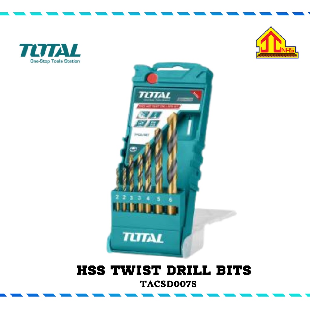 TOTAL Heavy Duty 7pcs HSS Twist Drill Bits Set | Mata Tebuk Lubang Besi ...
