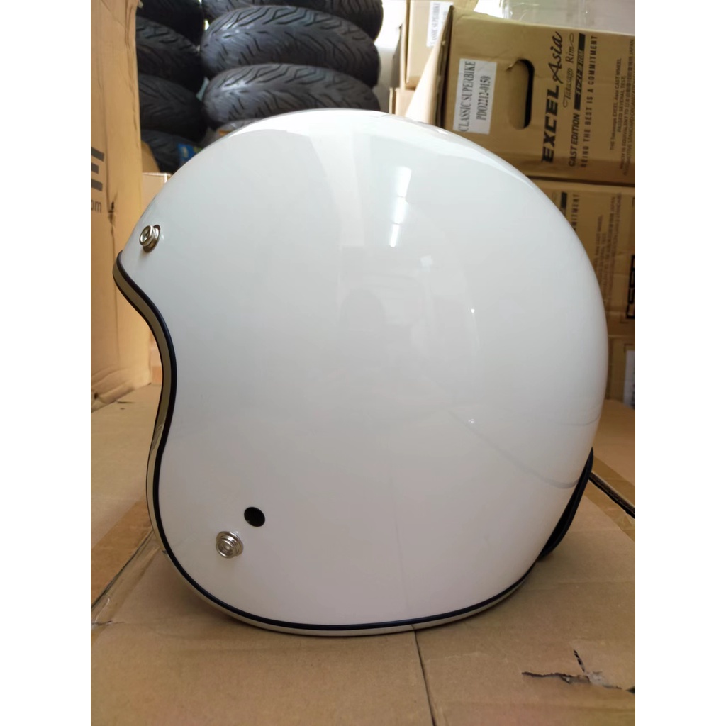 ORIGINAL HELMET PRIMO SOLID GLOSS WHITE/ MOTORCYCLE PRIMO HELMET OPEN ...
