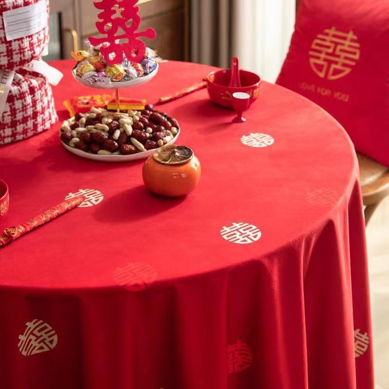 Chinese Style Wedding rectangle Red Table Cover Water-proof Coffee ...
